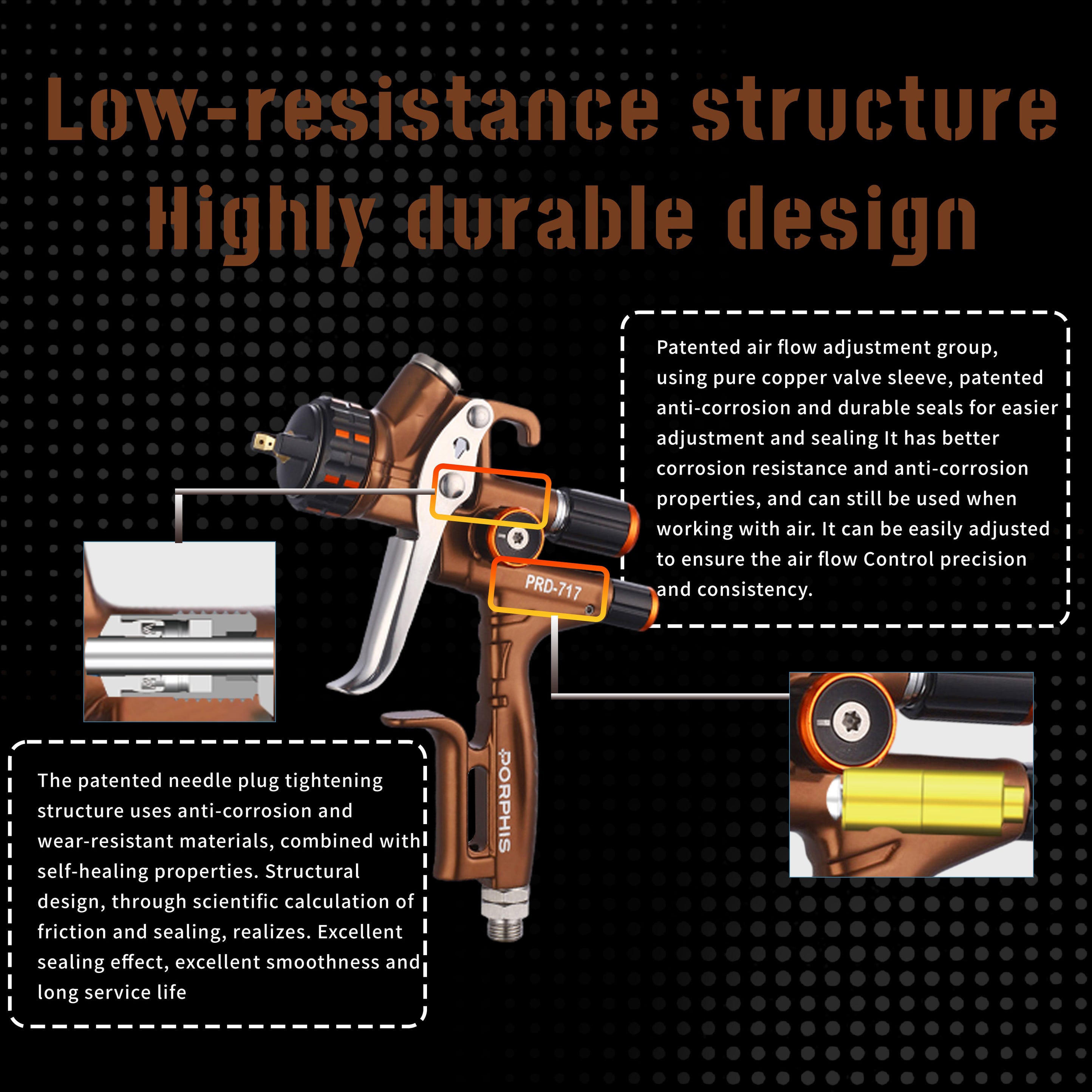 PORPHIS PRD-717 Air Spray Gun Car Repair Paint Gun